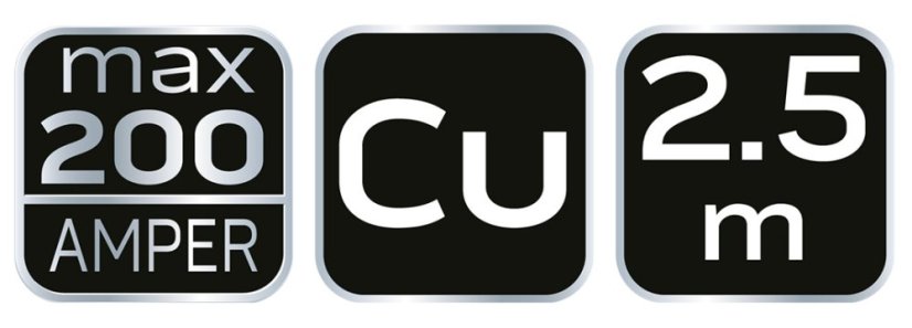 Pomožni kabli za zasilni zagon akumulatorja, maks. 200 A x 2,5 m 11-834 ...